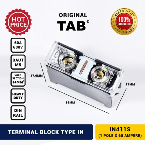 Jual Terminal Block 1P 60A 600V Din Rail TAB - Terminal Blok Kabel ...