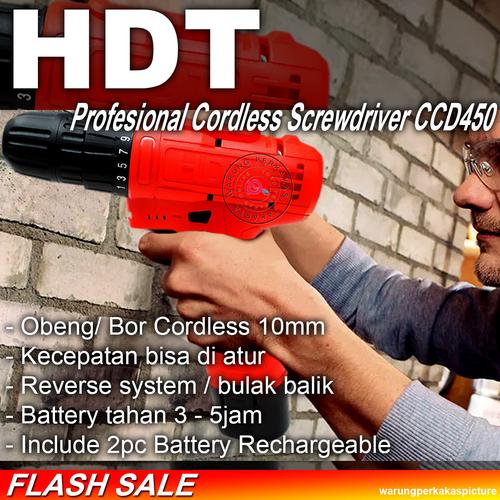 Jual HDT Cordless Set Box 10mm - Obeng Bor 12V Include 2 Battery ...