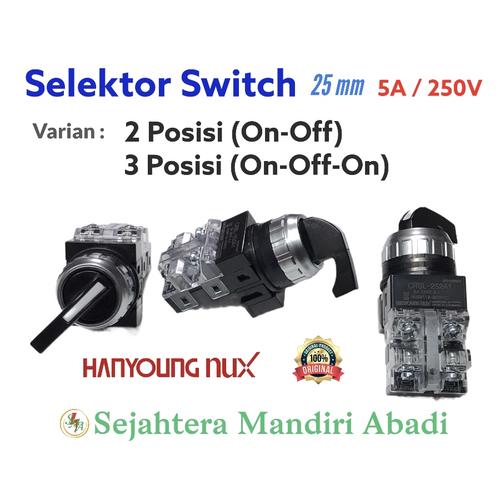 Jual Selektor Switch 2 Posisi / 3 Posisi Hanyoung 25mm - 3 Pos On-Off ...