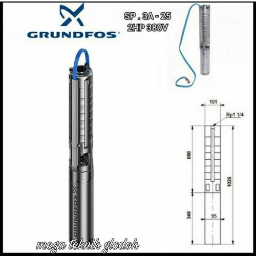 Jual Pompa Grundfos SP.3A - 25 2HP 380V Pompa Submersible Grundfos 2HP ...