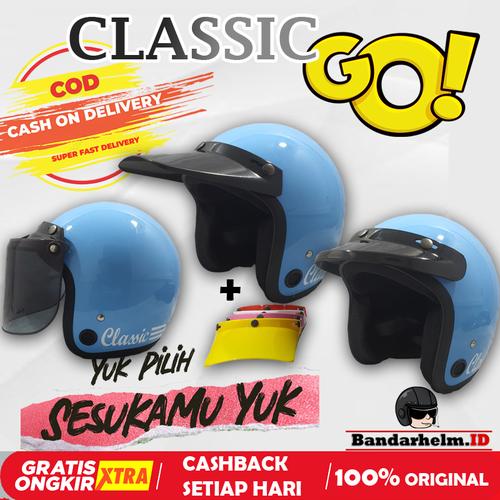 Jual FLASH SALE!! Helm Classic Bogo Retro Biru Pastel Classic Go ...