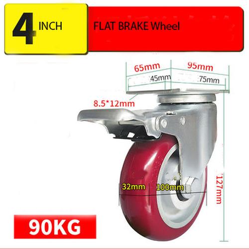 Jual Roda 4 inch polyurethane swivel trolley FLAT Brake Wheel (1622B ...