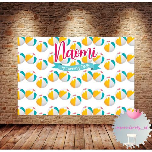 Jual Custom Backdrop Banner Spanduk Happy Birthday Beach Ball Pantai ...