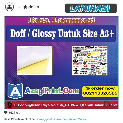 Jual Tambahan Laminasi Glossy / Doff dan Cutting Stiker/Art Paper/AC A3 ...