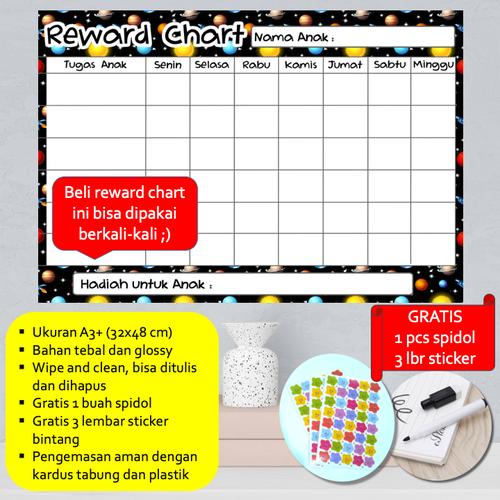 Jual Reward Chart Anak - Bonus Sticker dan Spidol Wipe and Clean - Kota ...