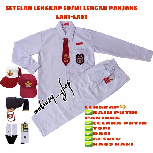 Jual seragam sekolah SD | MI putih putih laki lengan panjang / set ...