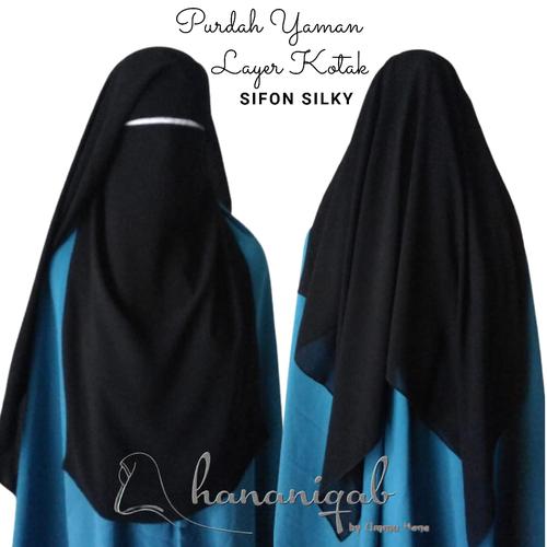Jual Cadar Niqab Purdah Yaman Hitam Layer Kotak Sifon Silky | Hananiqab ...