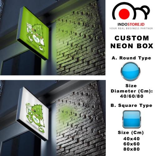 Jual Neon Box Bulat/ Kotak 40/60/80 + Printing + Bracket Siap Pasang ...