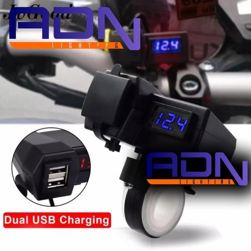 Jual Casan Hp Motor USB Voltmeter Stang Motor Universal charger Volt ...