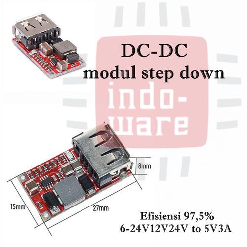 Jual Modul USB stepdown Efisiensi 97,5% DC-DC step down 6-24V12V24V to ...