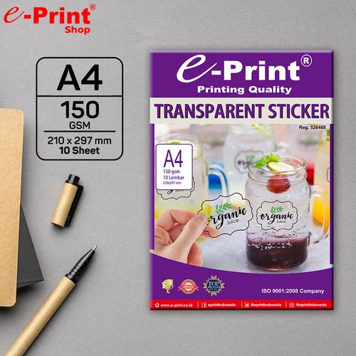 Jual Kertas Stiker Transparan Sticker Paper A4 by e-Print - Jakarta ...