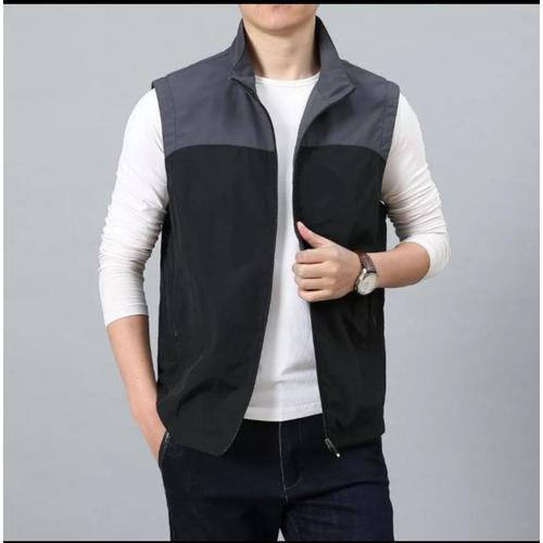 Jual jaket rompi pria casual kombinasi vest KEKINIAN TERBARU - Hitam, S ...
