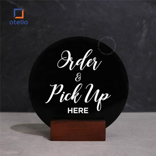 Jual Order & Pick Up Here Table Sign Akrilik Signage Meja Papan ...