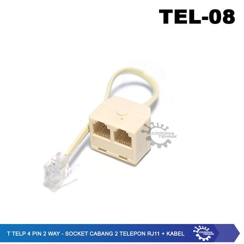 Jual T Telp 4 Pin 2 Way - Socket Cabang 2 Telepon RJ11 + Kabel ...