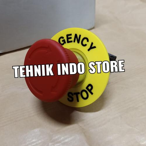 Jual tombol emergency stop push button lock + cover plat emergency stop ...