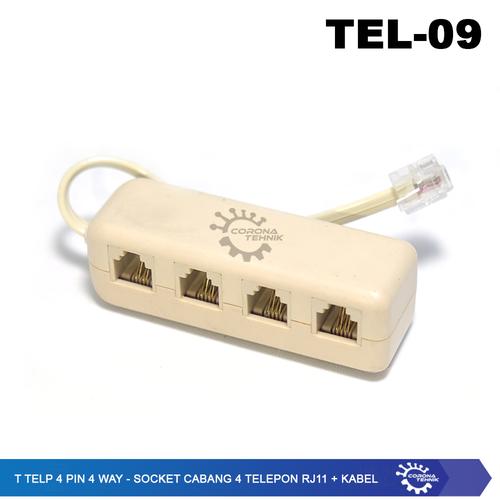 Jual T Telp 4 Pin 4 Way - Socket Cabang 4 Telepon RJ11 + Kabel ...