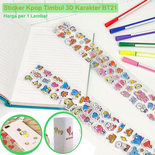 Jual Sticker Timbul 3D Karakter BT21 - Sticker Buku Majalah / Handphone ...