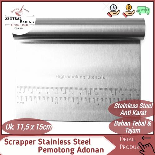 Jual Scrapper Stainless Tebal Pegangan / Scraper Pemotong Adonan Kue ...