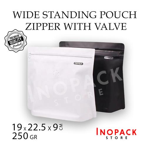 Jual WIDE STANDING POUCH ZIPPER WITH VALVE, kemasan kopi coffee 250g ...