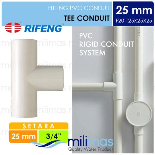 Jual RIFENG - TEE 3/4" (25mm) - Fitting Conduit PVC F20-T25x25x25 ...