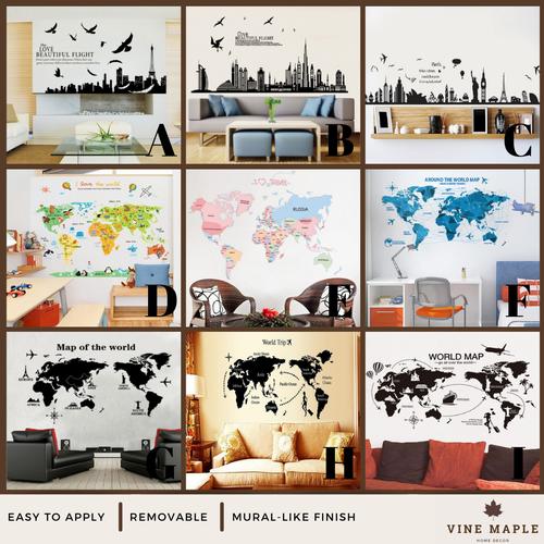Jual VineMaple City, Map & Monument - Stiker Dinding / Wall Sticker - D ...