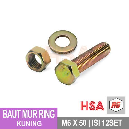 Jual BAUT MUR HEX KUNING SET "AG" M6 X 50 | 12SET - Kab. Tangerang ...