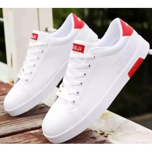Jual Sepatu Sneaker Pria Dewasa Senji Putih Merah Trendy - Putih Merah ...