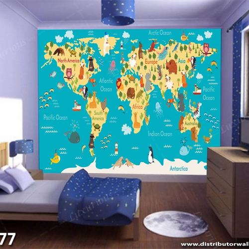 Jual Wallpaper Dinding 3D Peta Dunia Map Walpaper Kustom Peta Atlas ...