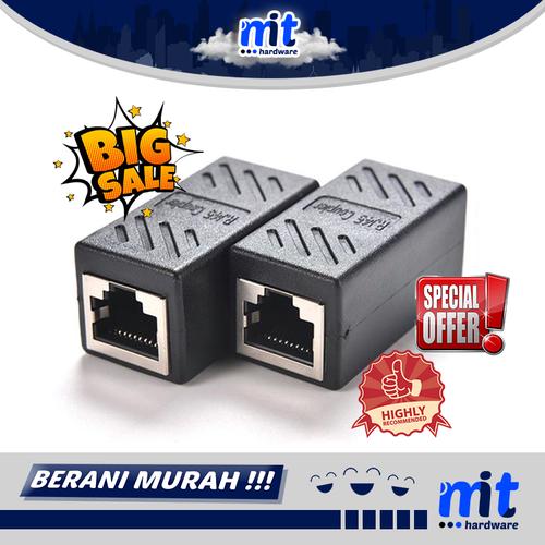 Jual RJ45 Female to Female Cat6 Network LAN Extension Adapter Connector ...