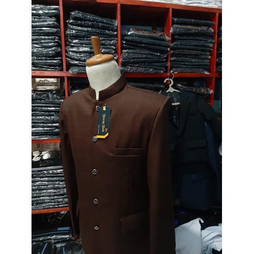 Jual Jasko Coklat Tua Polos Motif Saku Tutup Jas Mandarin Beskap Pria ...