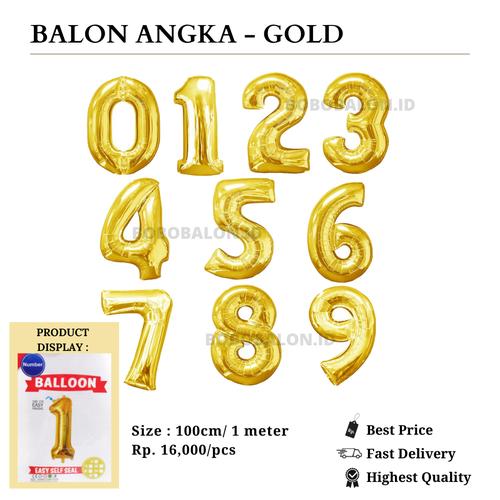 Jual Balon Foil Angka Gold Jumbo 100 cm / Balon Angka (0-9) - Angka 3 ...