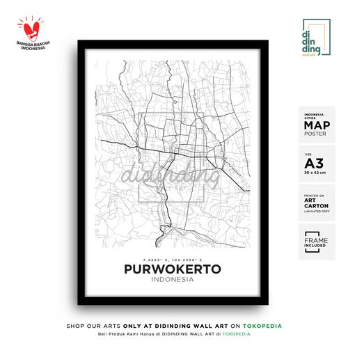Jual Purwokerto Map Art Peta Kab Banyumas Modern Hiasan Dinding ...