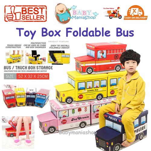 Jual Kotak Mainan Toy box cartoon Bus foldstorage kotak serbaguna ...
