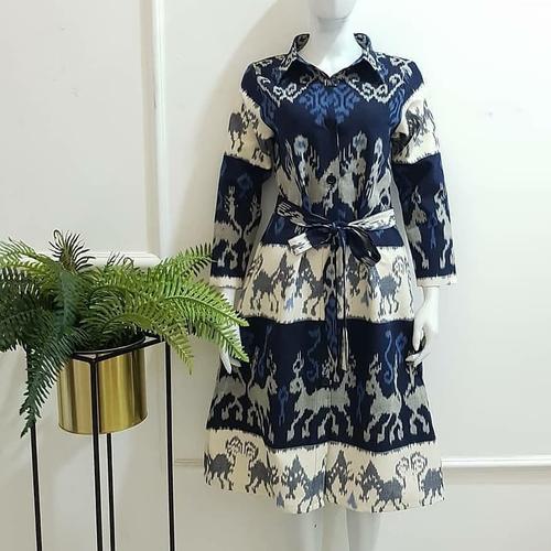 Jual dress tenun blanket/tunik tenun etnik/baju tenun troso wanita murah - Orange, S - Kab ...