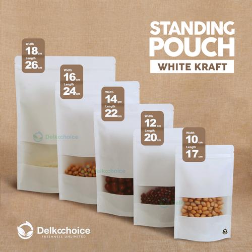 Jual STANDING POUCH ZIPLOCK WINDOW WHITE KRAFT PREMIUM DELKOCHOICE ...