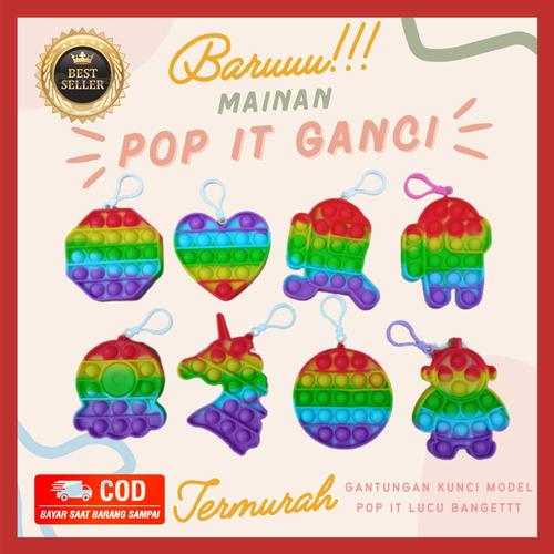 Jual ganci pop it rainbow kecil unicorn among US kotak love bulat mini ...