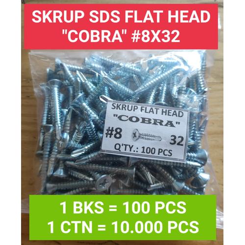 Jual skrup sekrup baut sds flat head baja ringan GRC 8x25 8x32 cobra ...