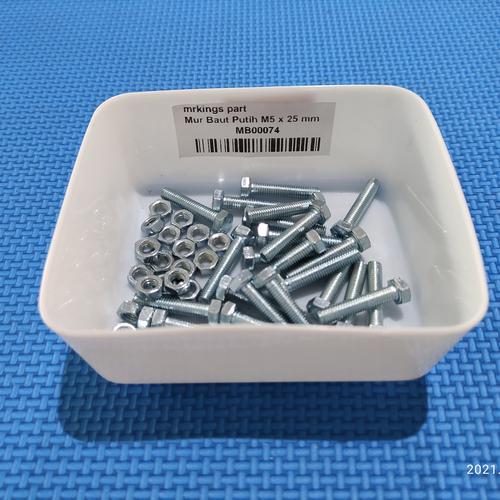 Jual Mur Baut putih ukuran M5 x 10 mm 15 mm 20 mm 25 mm 35 mm 45 mm ...