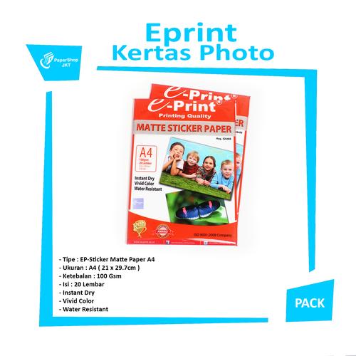 Jual Eprint Sticker Matte Paper / Kertas Sticker Matte / Doff A4 100gsm ...