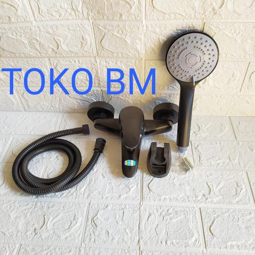 Jual kran bathtub panas dingin hitam doff/kran water heater black ...