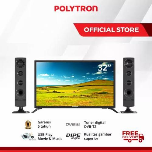 Jual TV LED POLYTRON 32INCH SPEAKER TOWER - 32TV1855 SIARAN DIGITAL - Kota Bandar Lampung ...