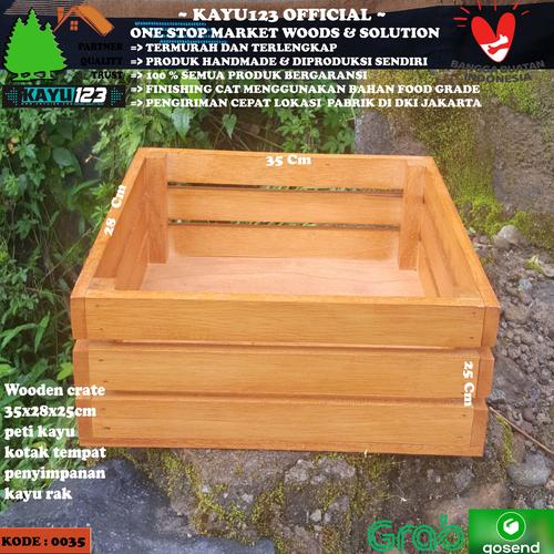Jual Wooden crate box 35x28x25cm peti kayu kotak tempat penyimpanan ...