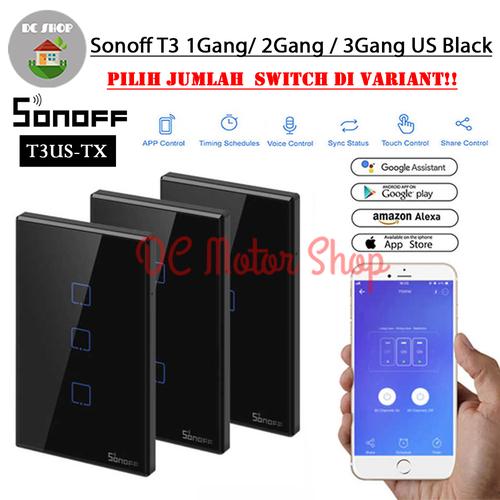 Jual SONOFF TX T3 US 1Gang/2Gang/3Gang Wall Touch Smart Switch Wifi RF ...