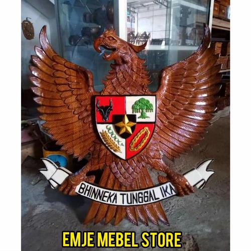 Jual lambang garuda jati ornamen kayu ukir solid ukiran hiasan dinding ...