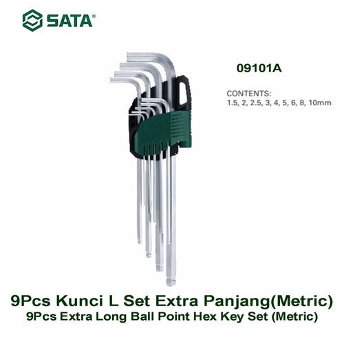 Jual Sata 09101A 9PC. EXTRA LONG BALL POINT HEX KEY SET (METRIC ...
