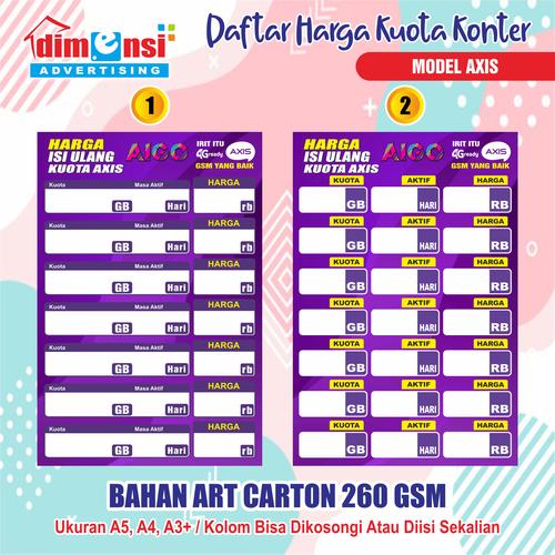 Jual Daftar Harga Voucher Konter / Display Harga Etalase Konter - A5 ...