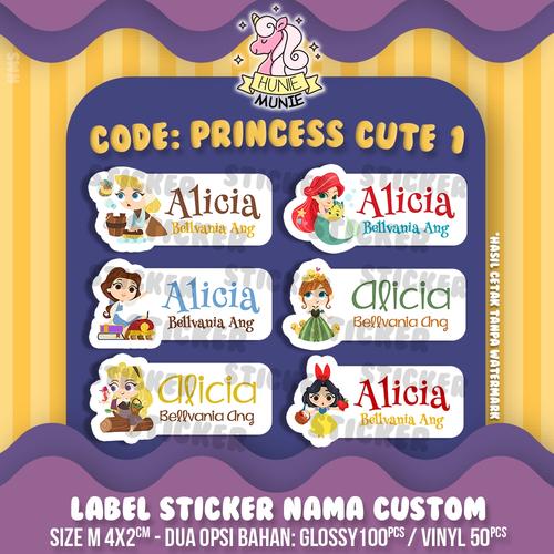 Jual Sticker Label Nama Custom - Cute Disney Princess (100pcs ...