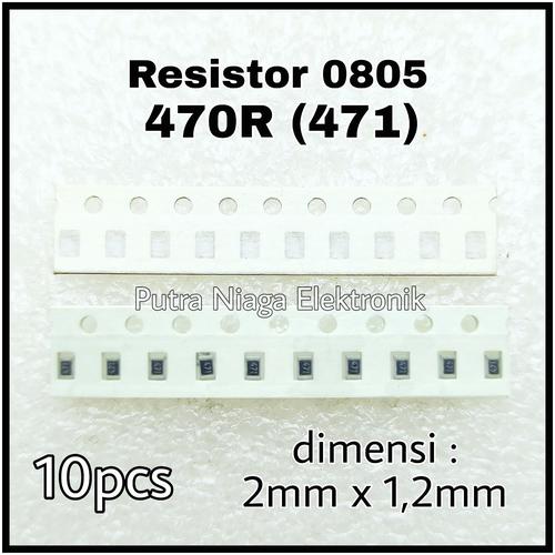 Jual (10pcs) Resistor SMD 0805 470R Tahanan 470ohm 470 ohm Marking: 471 ...