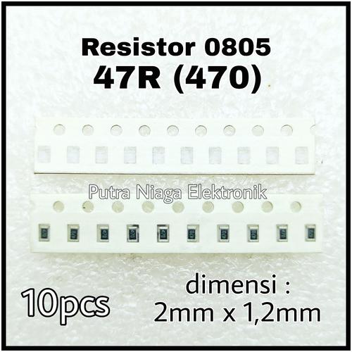 Jual (10pcs) Resistor SMD 0805 47R Tahanan 47ohm 47 ohm Marking: 470 ...