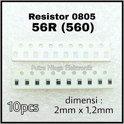 Jual (10pcs) Resistor SMD 0805 56R Tahanan 56ohm 56 ohm Marking: 560 ...